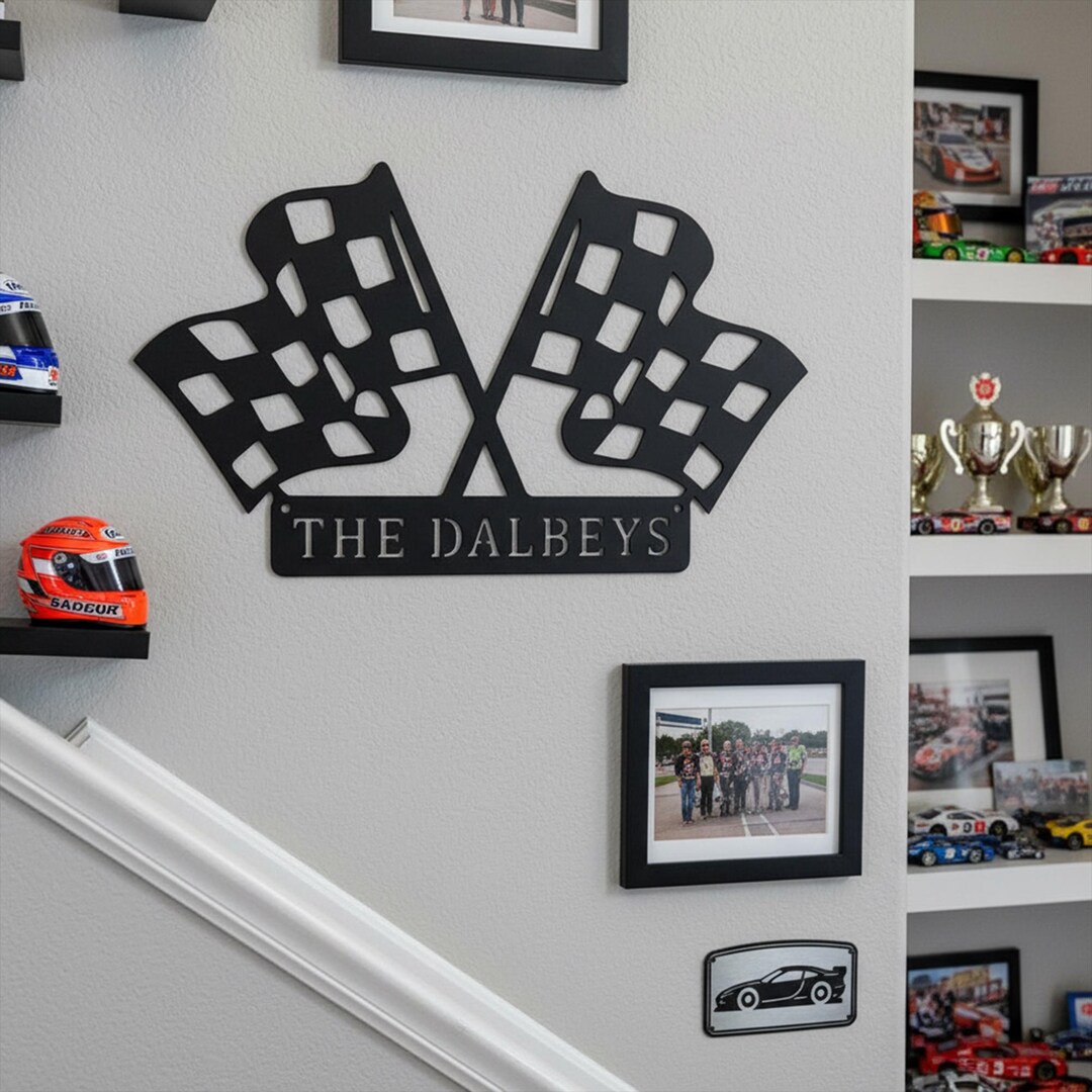 Custom Car Racing Flag Metal Sign, Finish Racing Flag Wall Decor, Game ...