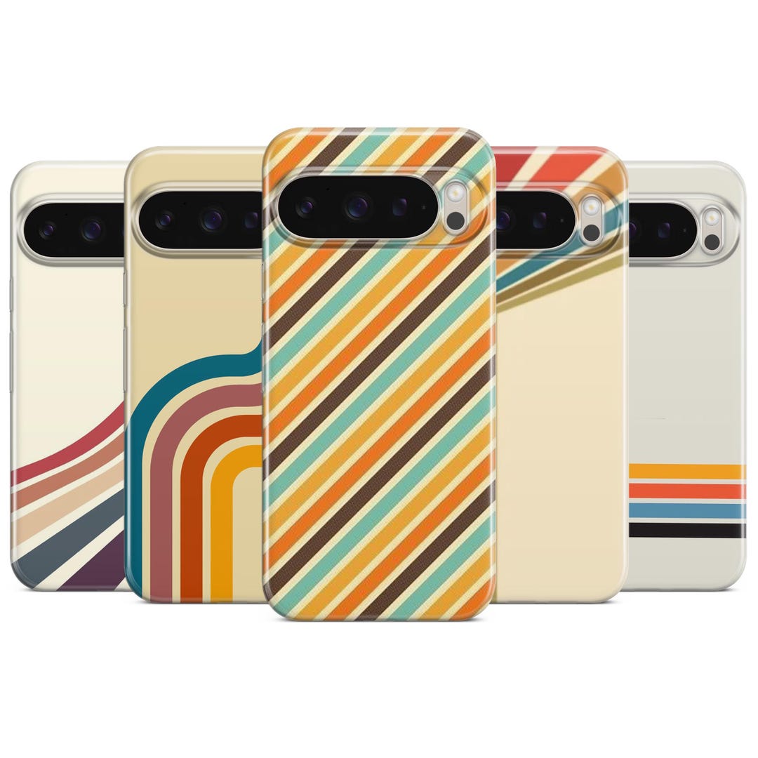 Colorful 70s Retro Stripes Phone Case for Pixel 10 9 8, iPhone 14 Pro ...