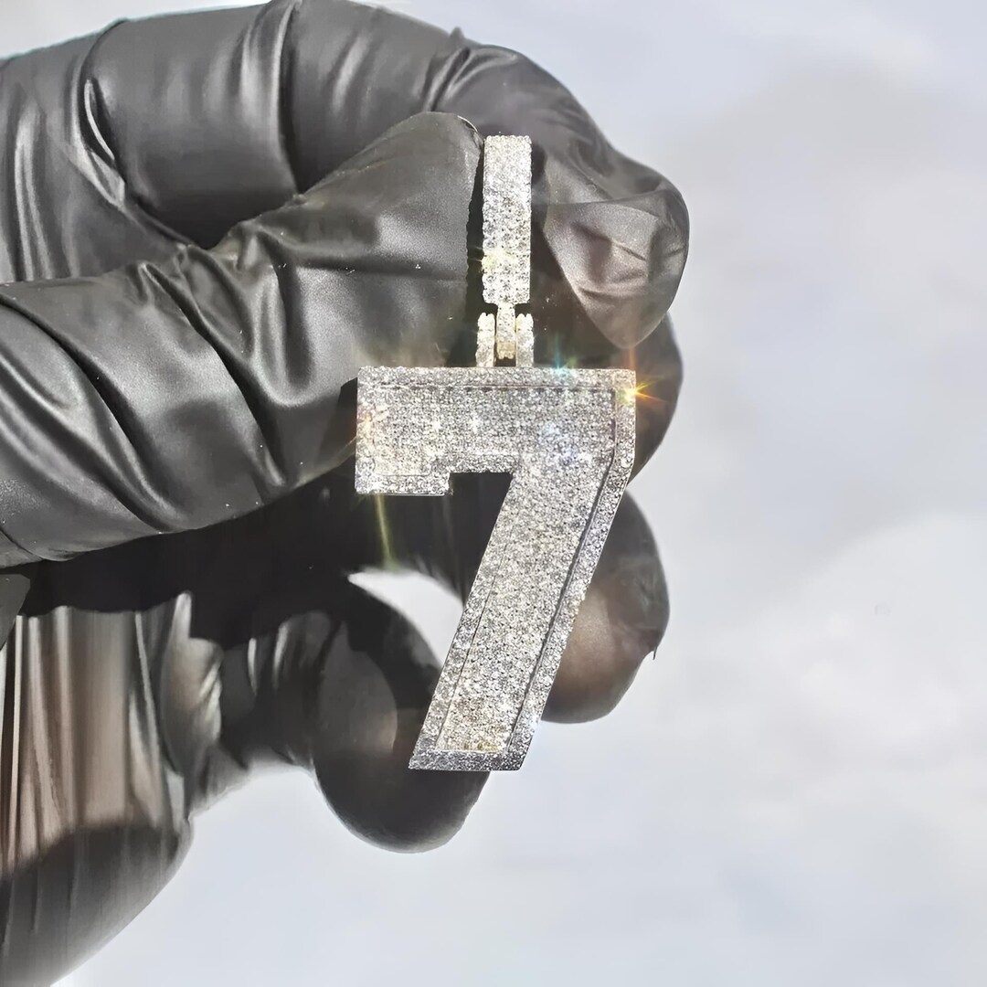 CZ Diamond Number 7 Pendant, Sterling Silver, Personalized - Etsy