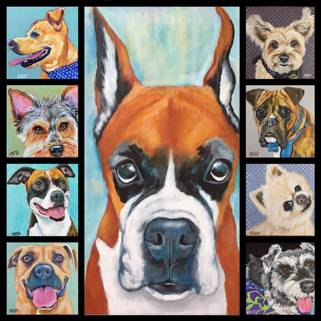Custom Pet Portraits on Canvas Original Canvas Art Painted From Your ...