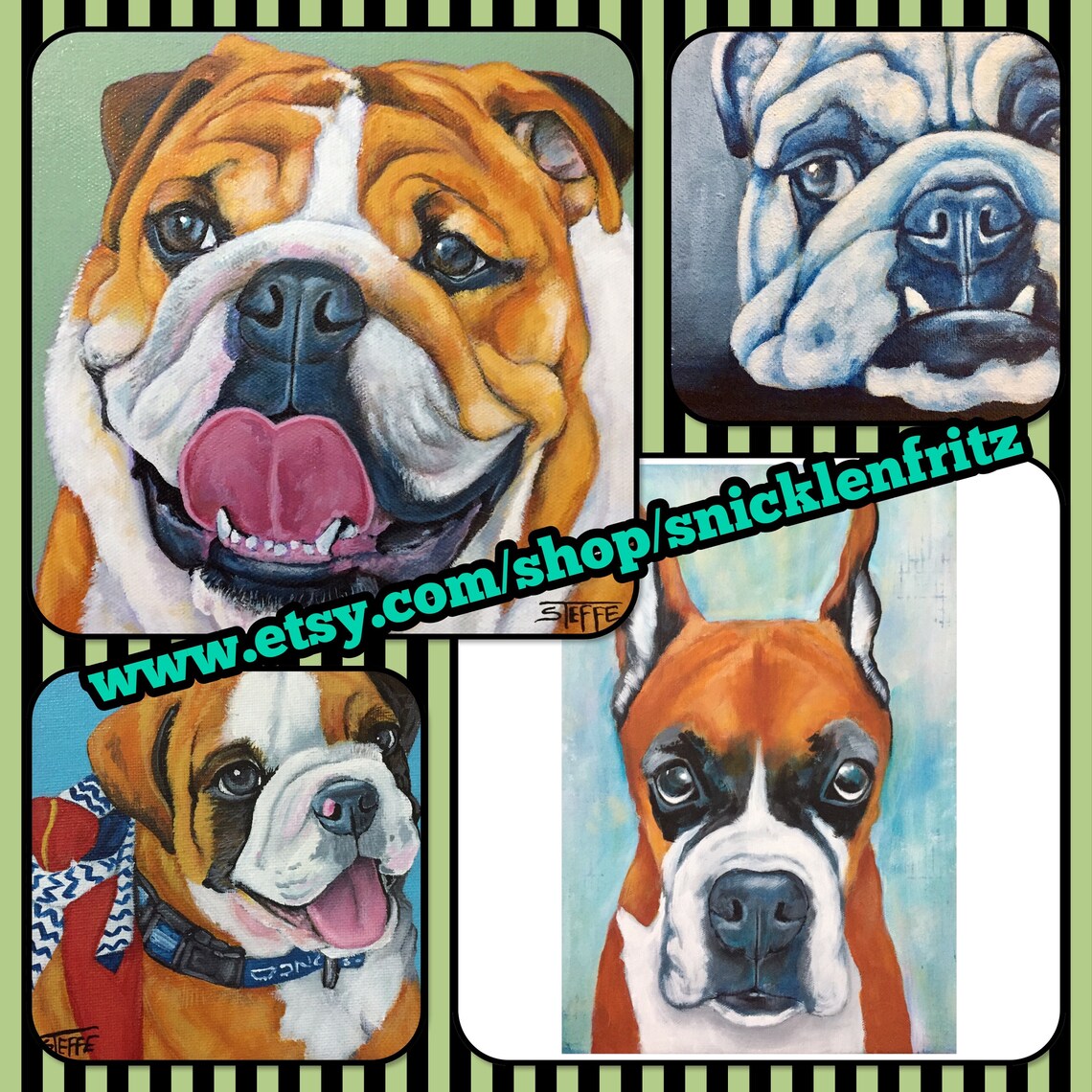 Custom Bulldog Portraits on Canvas Original Canvas Art Painted - Etsy