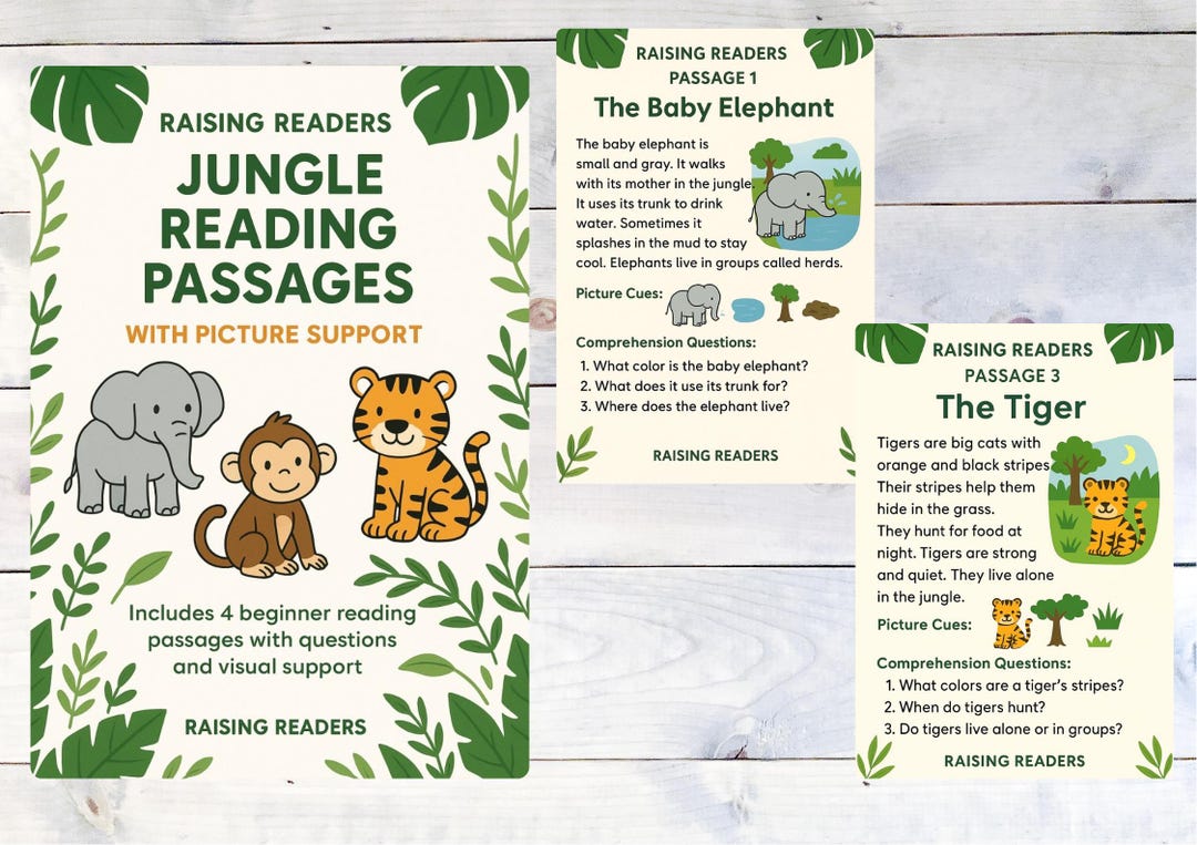 Jungle Animal Reading Passages With Comprehension Questions – Fluency ...