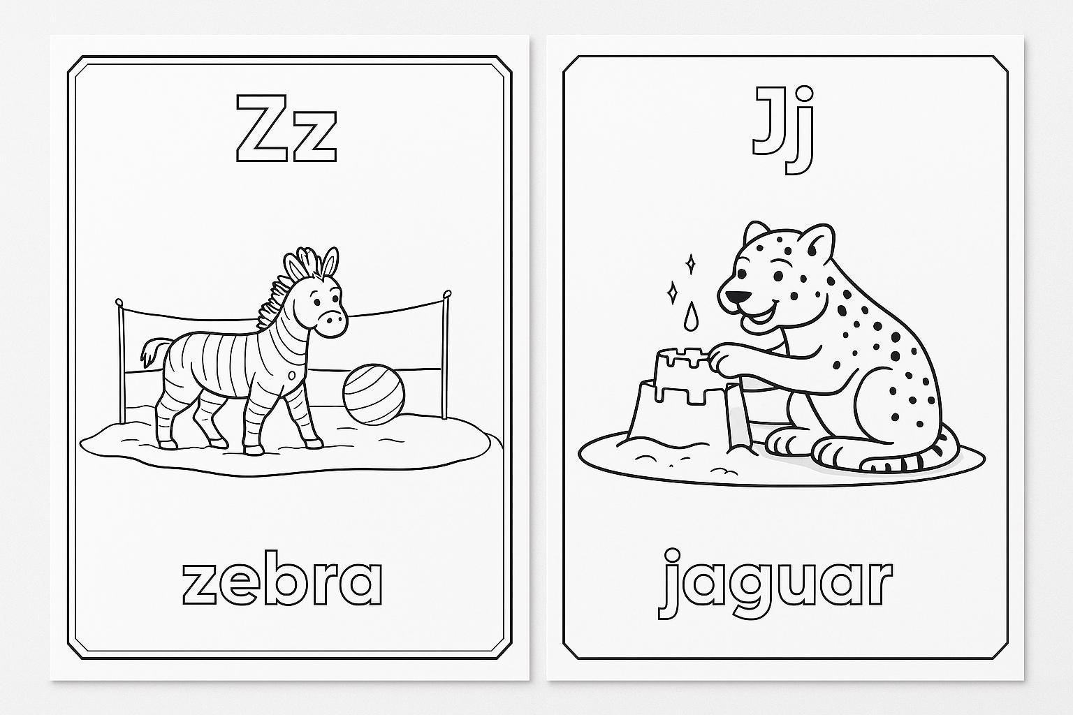 ABC Jungle Animal Coloring Pages | Summer Alphabet Tracing Pack | Level ...