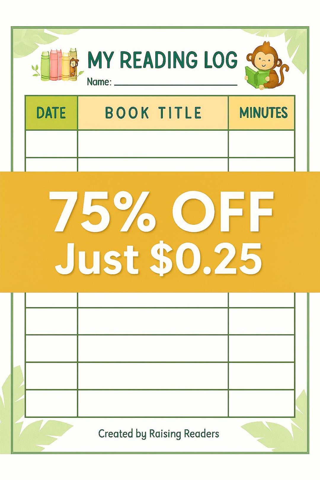 Kids Reading Log Printable | Jungle-themed Book Tracker | Daily Reading ...