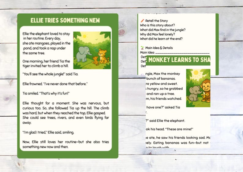Jungle Fluency Passages With Comprehension | Main Idea & Retell ...