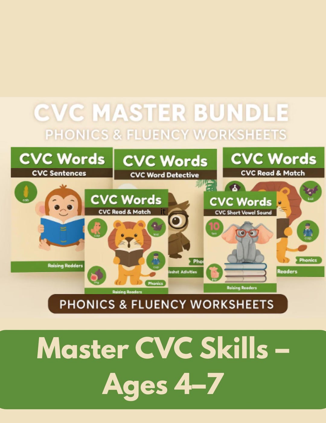 CVC Word Bundle – 5 Short Vowel Phonics Games | Printable CVC Practice ...