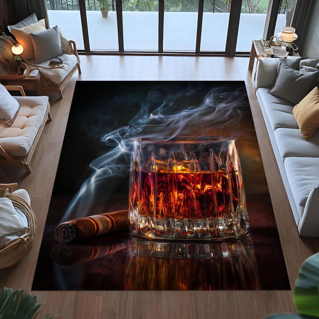 Cigar&whiskey Rug, Cigar Rug, Cigar Pattern Rug, Cigar Decor Rug, Cigar ...