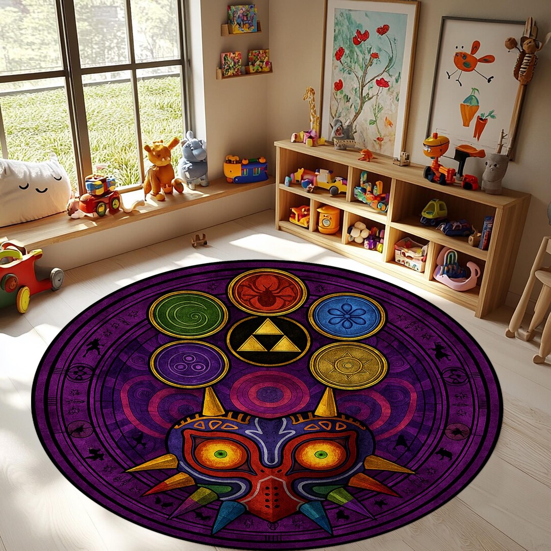 Majora Mask Round Rug, Zelda Game Room Decor - Etsy