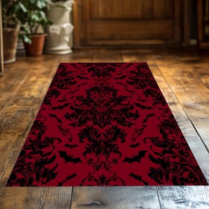 Gothic Rug, Vampire Rug, Bat Rug, Red Black Carpet, Halloween Rug ...