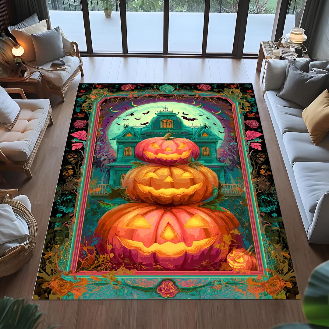 Halloween Pumpkin Rug, Haunted House, Gothic Decor - Etsy
