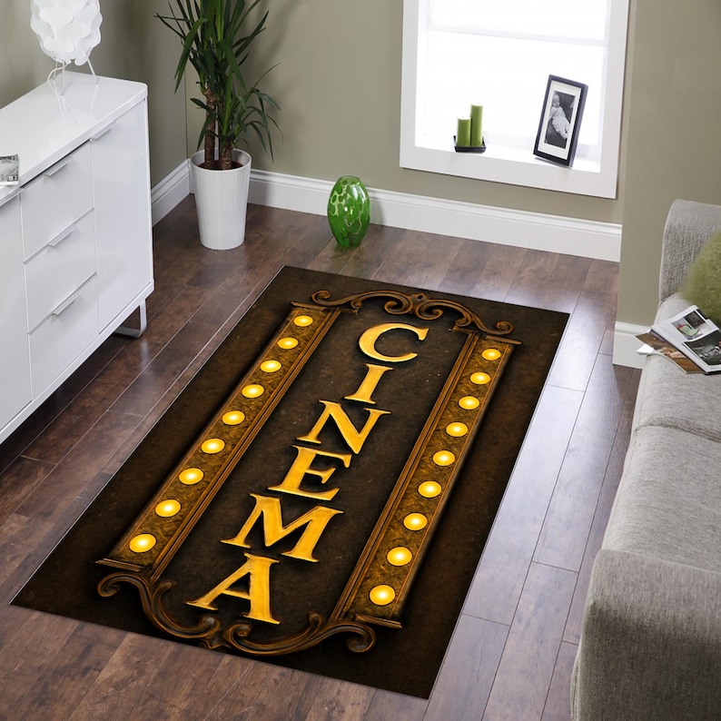 Retro Cinema Room Rug, Home Theater Decor - Etsy
