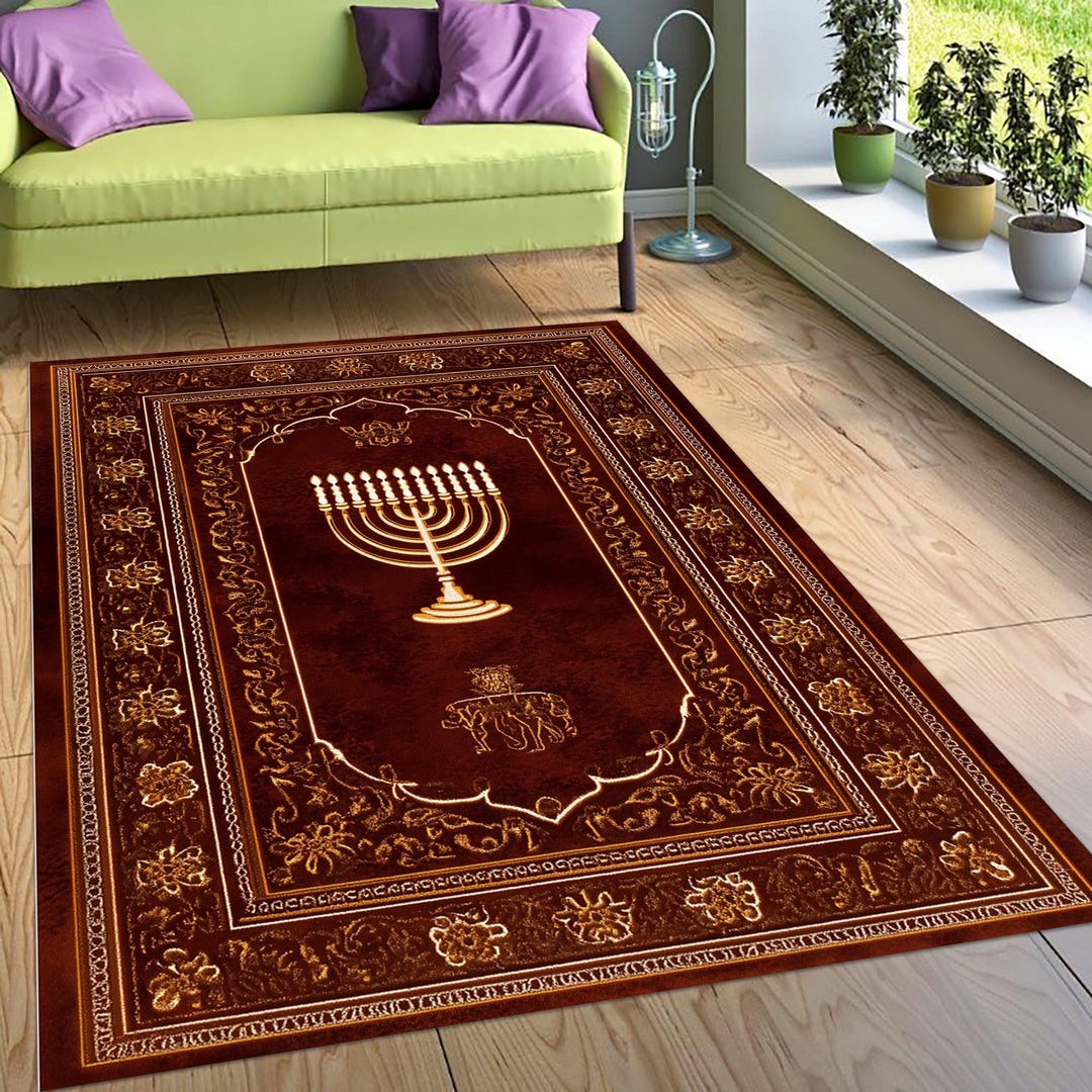 Menorah Jewish Prayer Rug, Judaica Home Decor - Etsy