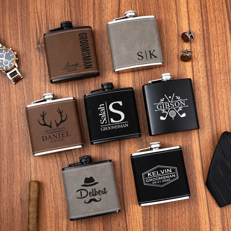 Personalized Groomsmen Flask, Groomsmen Gifts, Best Man Gifts, Engraved ...