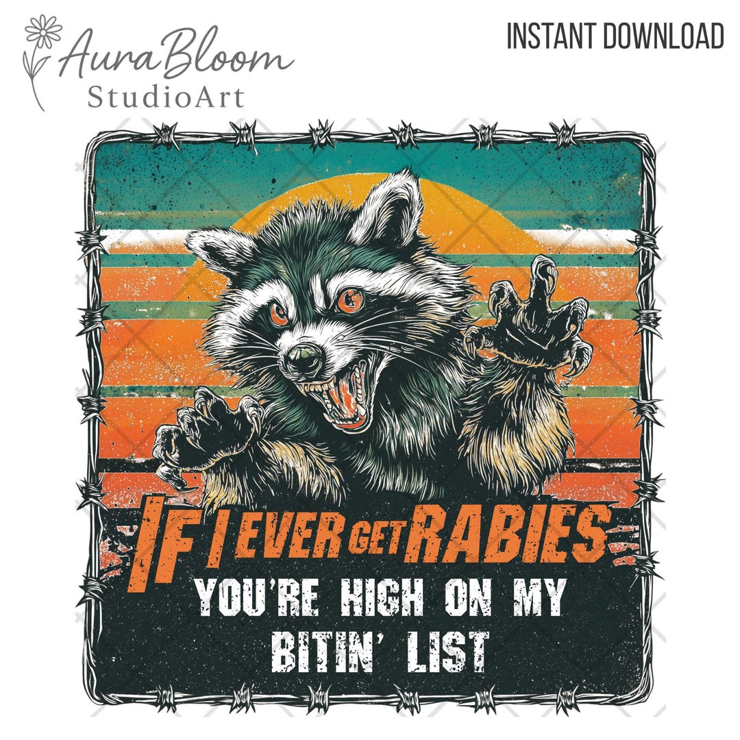 Funny Raccoon Biting List PNG: Vintage Dark Humor Digital Download - Etsy