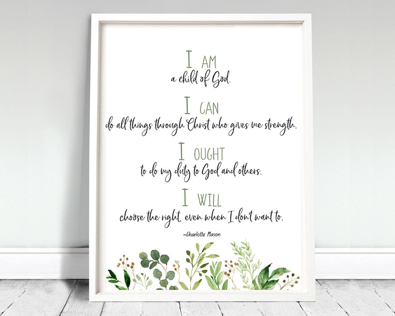 I Am I Can I Ought I Will Quote Typography Printable Wall | Etsy
