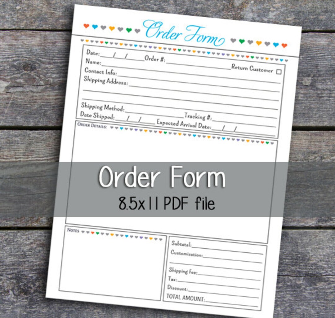 Rodan and Fields Order Form Printable Digital Heart Pattern Instant ...
