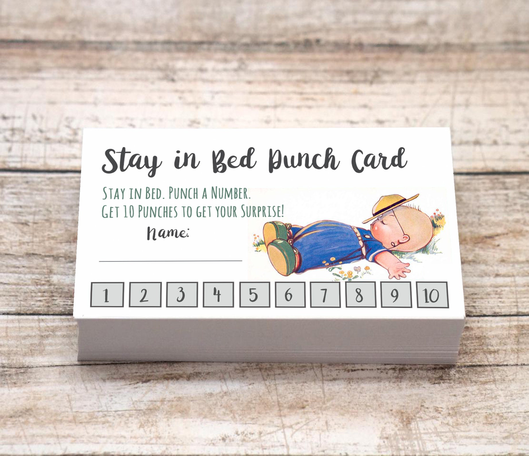 Stay in Bed Reward Card Printable Download Vintage - Etsy