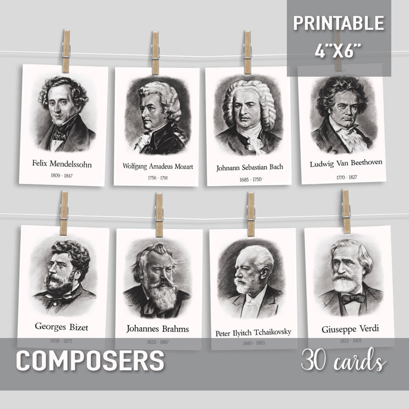 Printable Flashcards | Composer Printable Cards | Teacher Resource ...