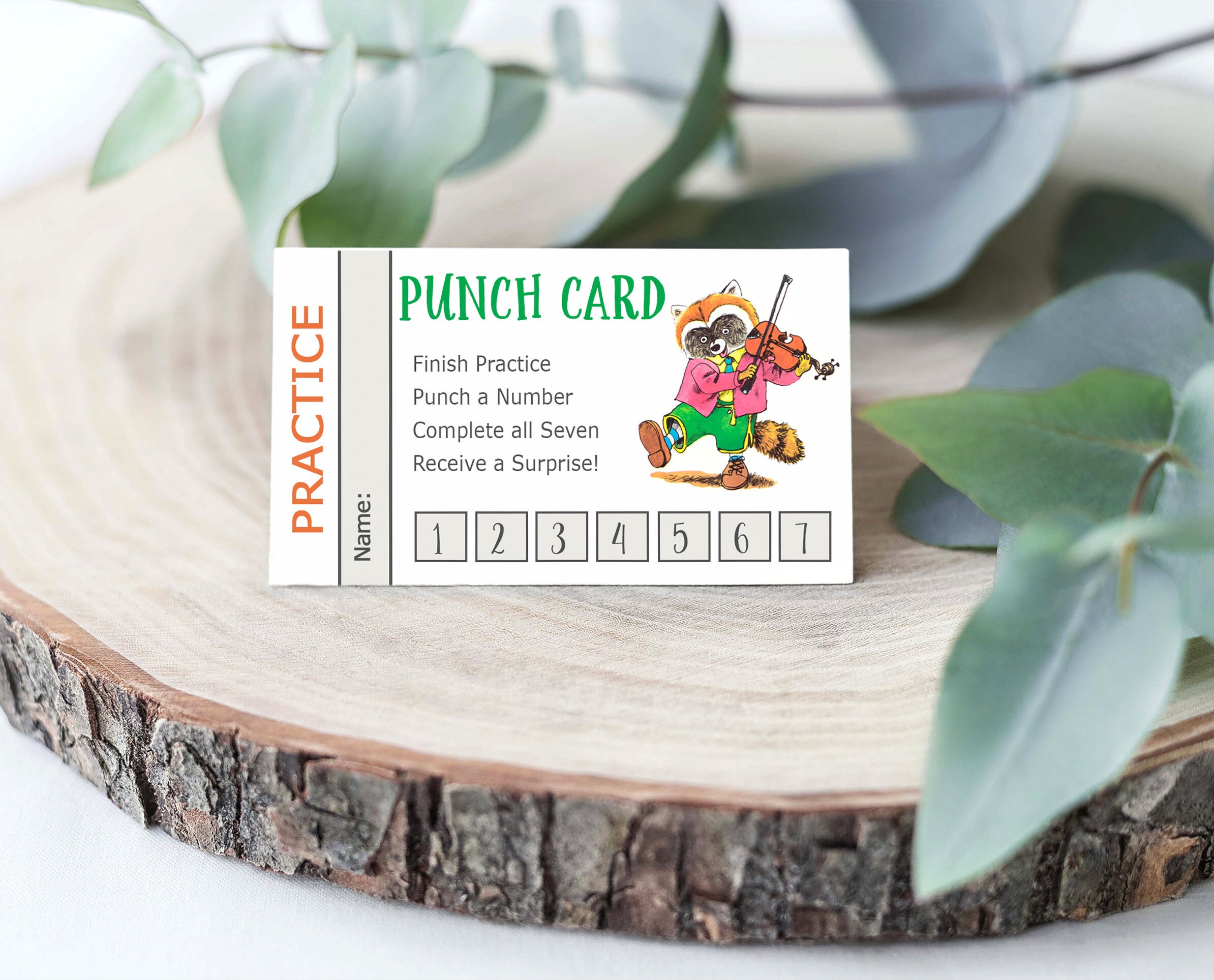 Practice Reward Card Instant Download Vintage Illustration Punch Card ...