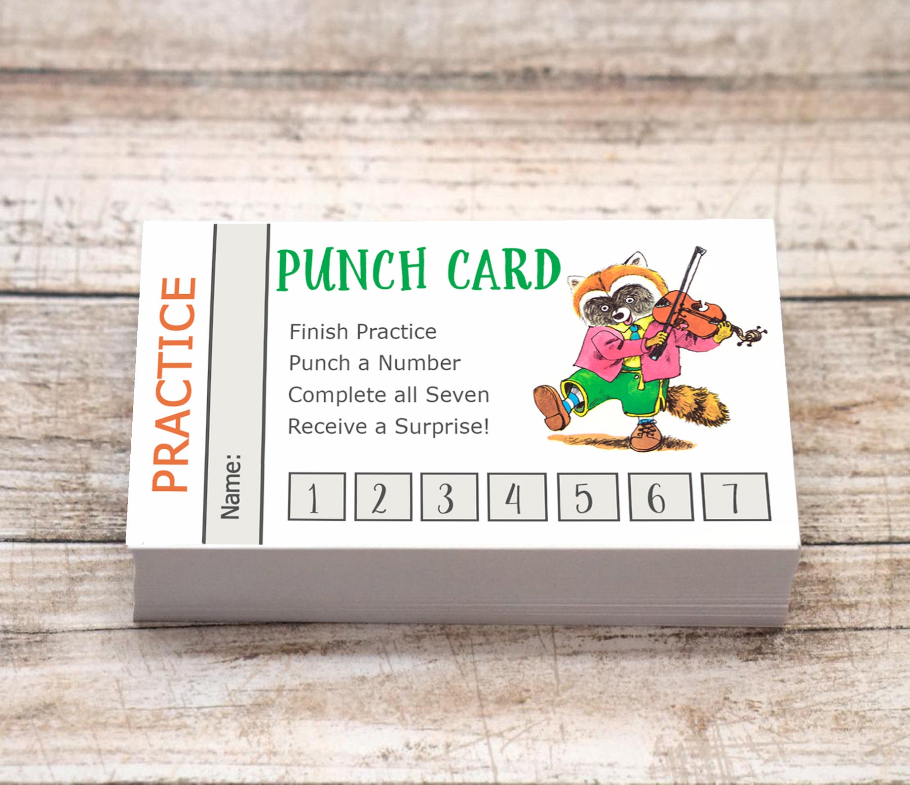 Practice Reward Card Instant Download Vintage Illustration Punch Card ...