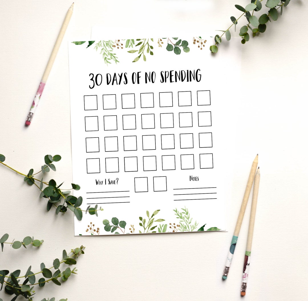 Printable No Spend Month Tracker | No Spend Challenge Printable ...