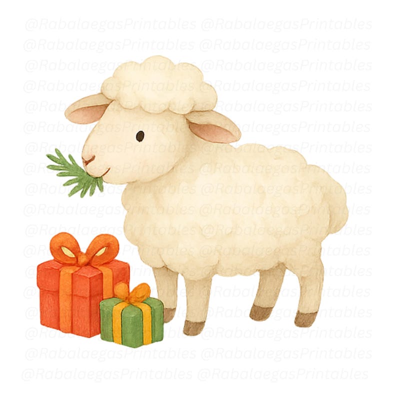 Christmas Lamb Clipart Set | Watercolor Sheep PNG (commercial Use ...