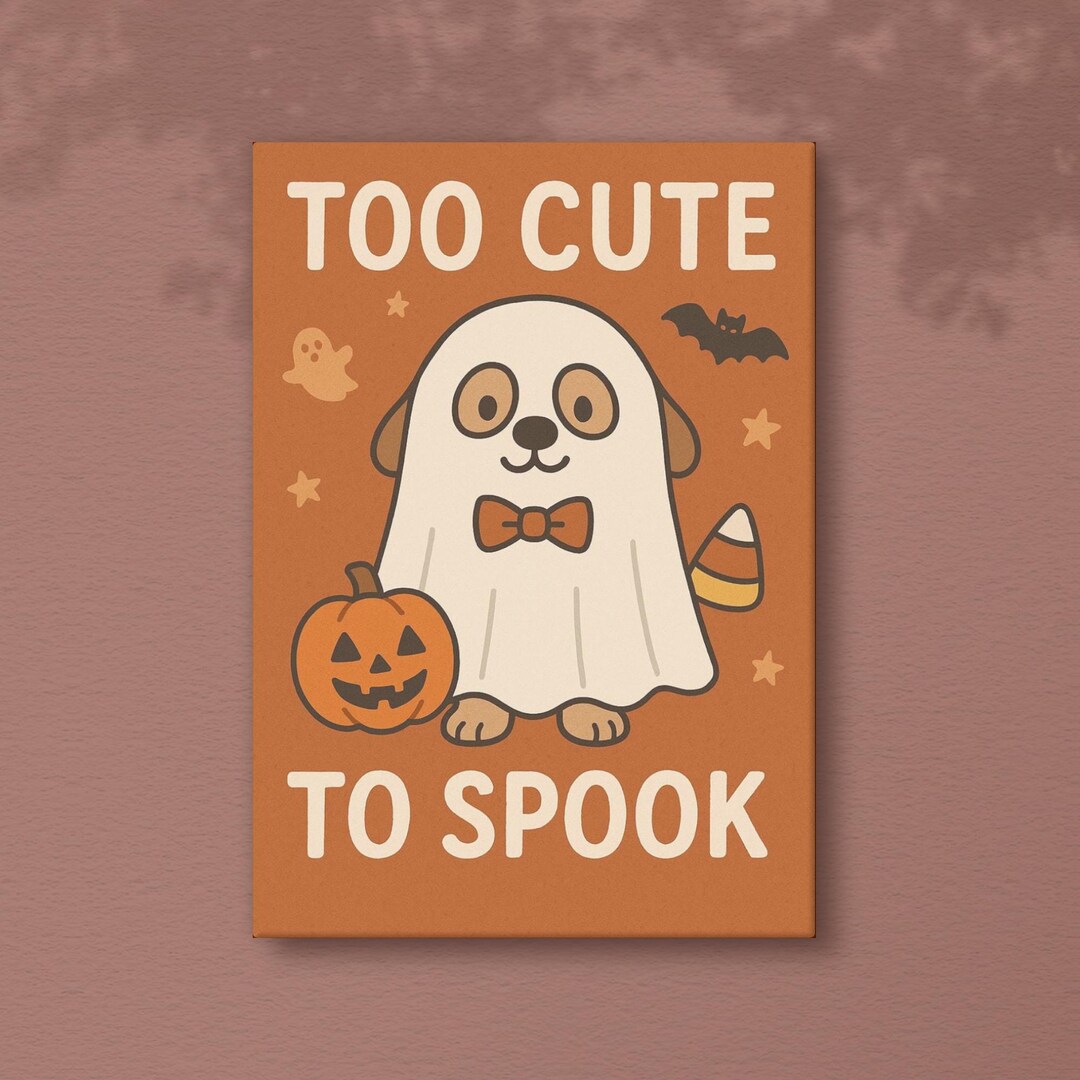 Too Cute to Spook – Printable Halloween Dog Wall Art | Ghost Dog ...