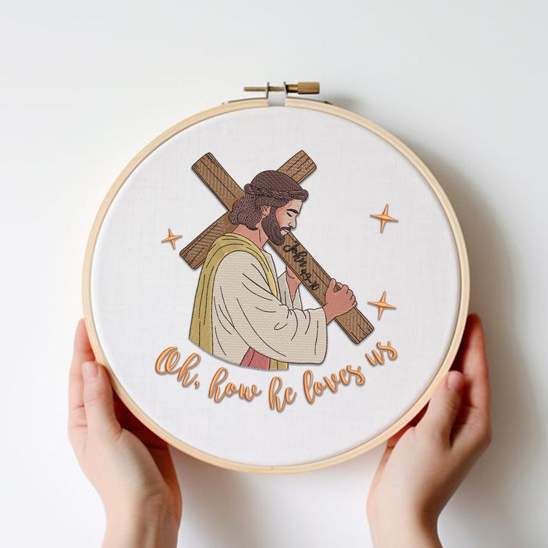 Jesus Carrying Cross Embroidery Design, Christian Quote (5.9in-7.9in ...