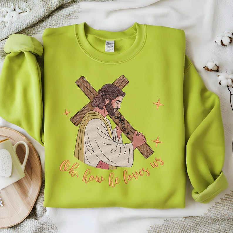 Jesus Carrying Cross Embroidery Design, Christian Quote (5.9in-7.9in ...