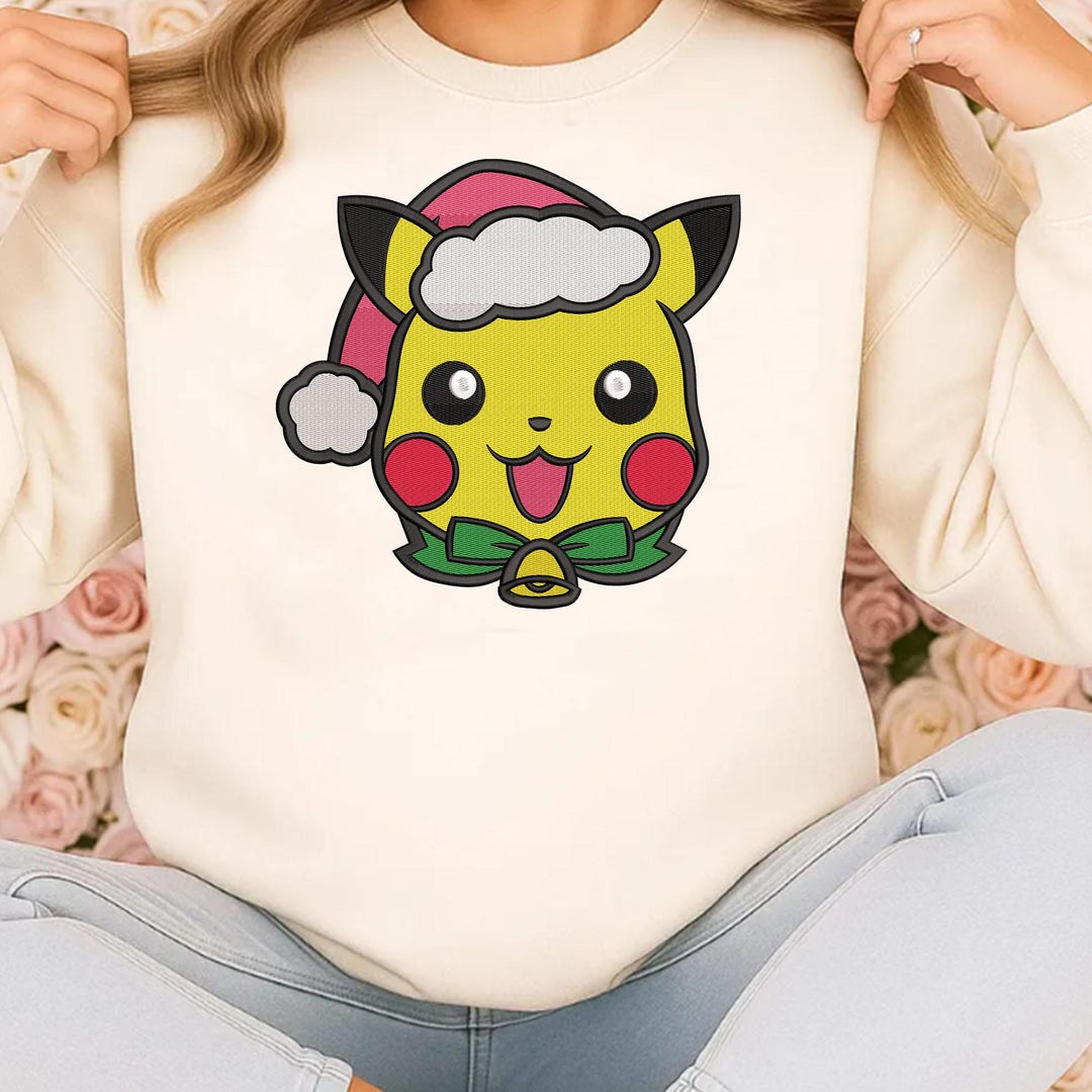 Christmas Pikachu With Santa Hat Machine Embroidery Design Pokemon ...