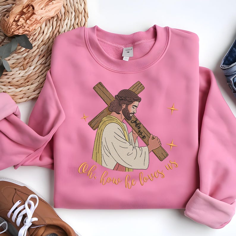 Jesus Carrying the Cross Embroidery Design, Christian Faith Quote Oh ...