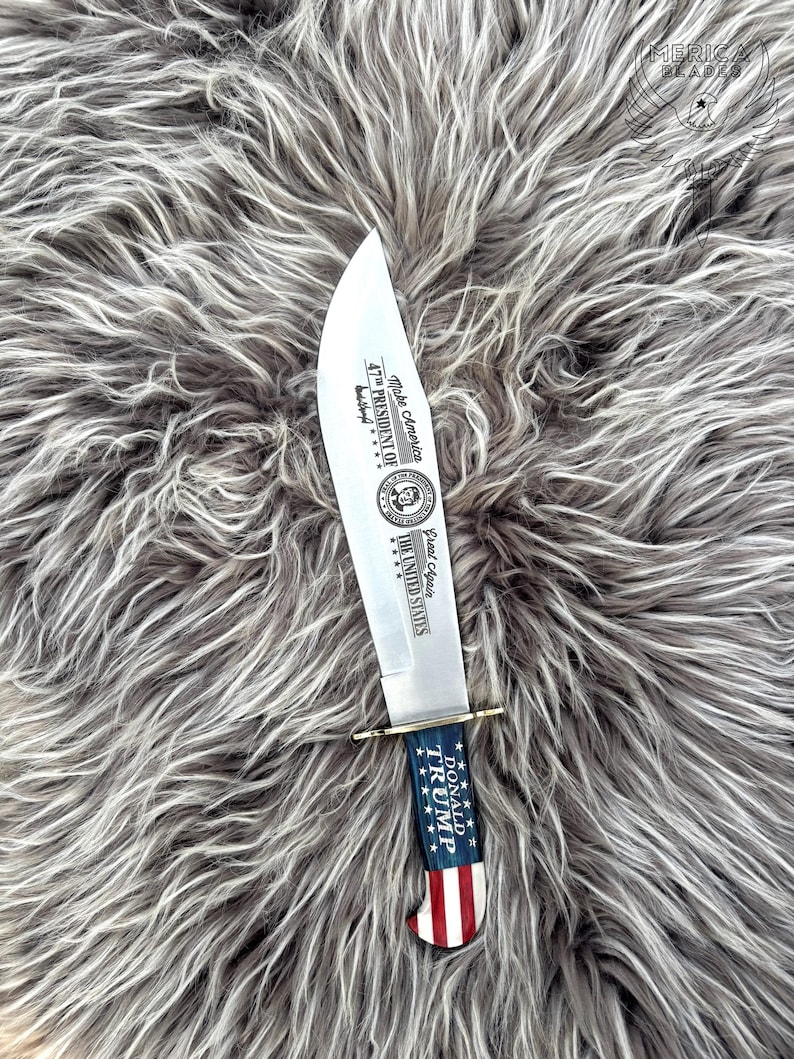 Donald Trump 47th President Bowie Knife | MAGA Engraved American Flag ...