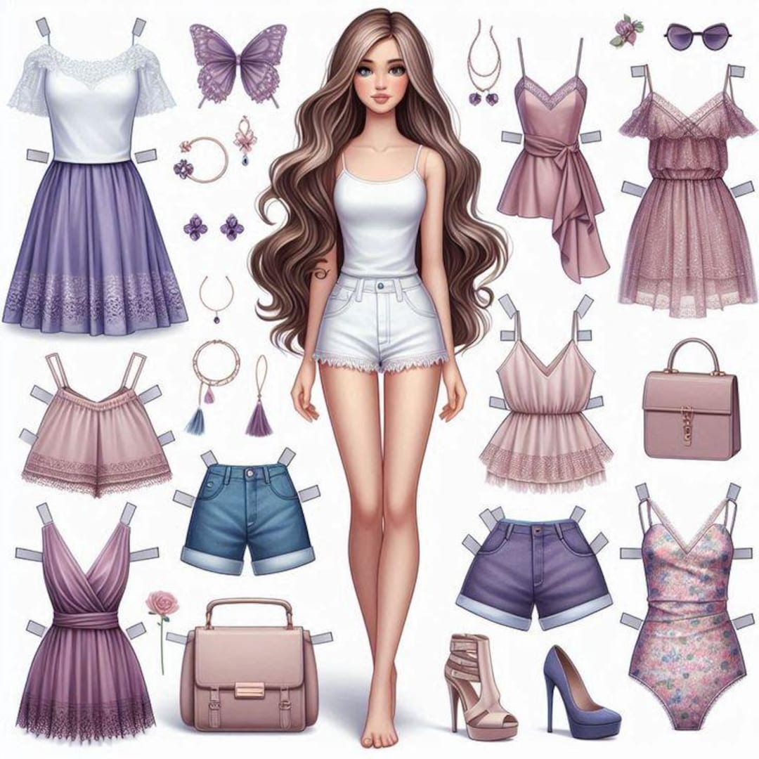 20 Printable Dress-up Paper Doll Set for Girls | Fashion Paper Dolls ...