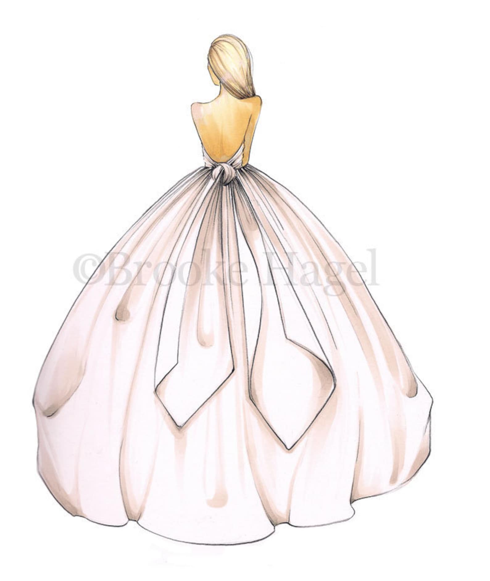 Bridal Fashion Illustration-bridal Sketch-bride Fashion Sketch-bride ...