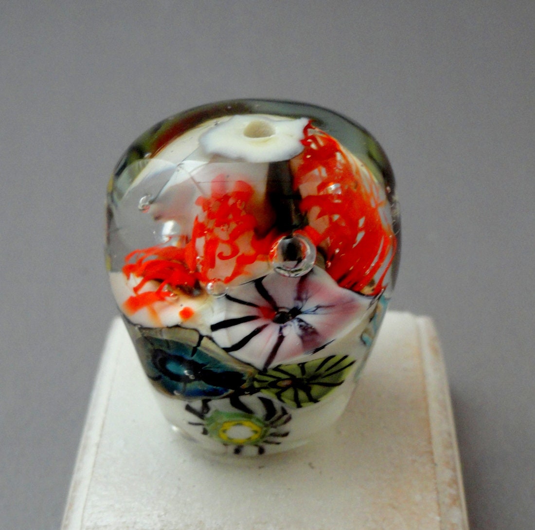 Lampwork Focal, Ocean Bead, Coral Reef Bead, Flamework, Torch Made ...