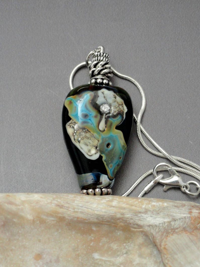 Lampwork Pendant Flamework Black Necklace Glass Bead - Etsy