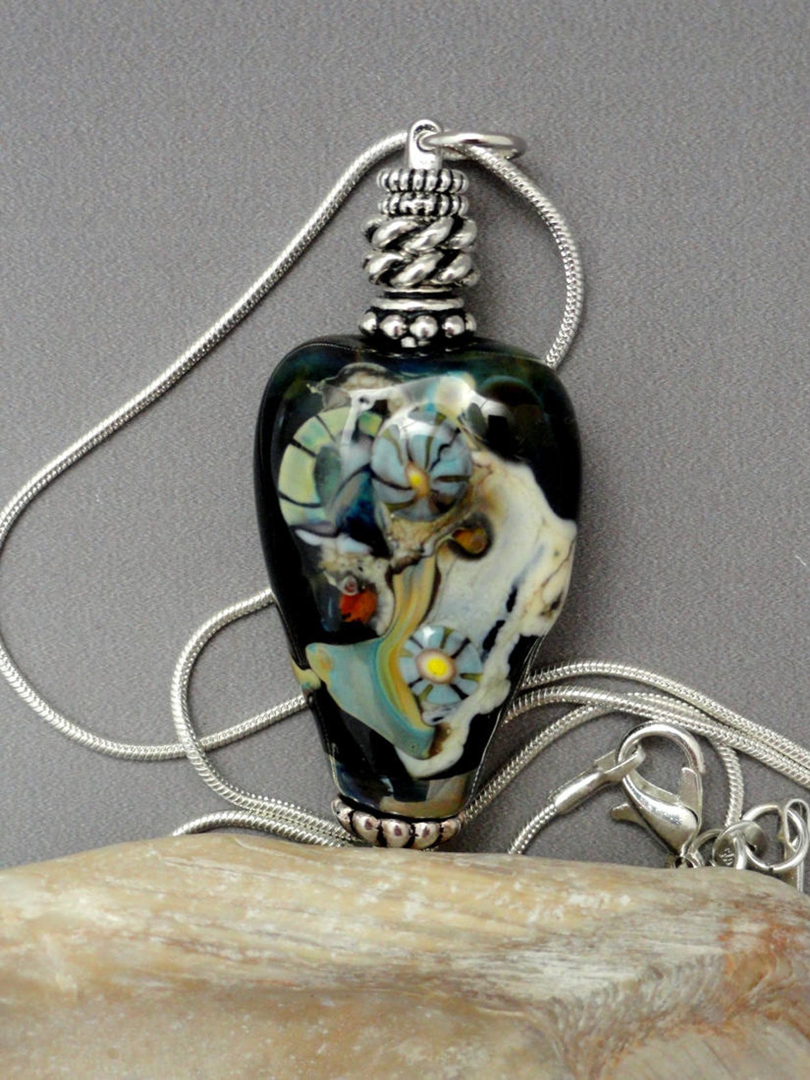 Lampwork Pendant Flamework Black Necklace Glass Bead - Etsy