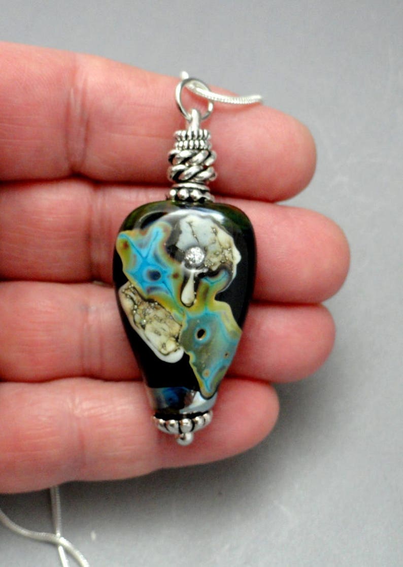 Lampwork Pendant Flamework Black Necklace Glass Bead | Etsy