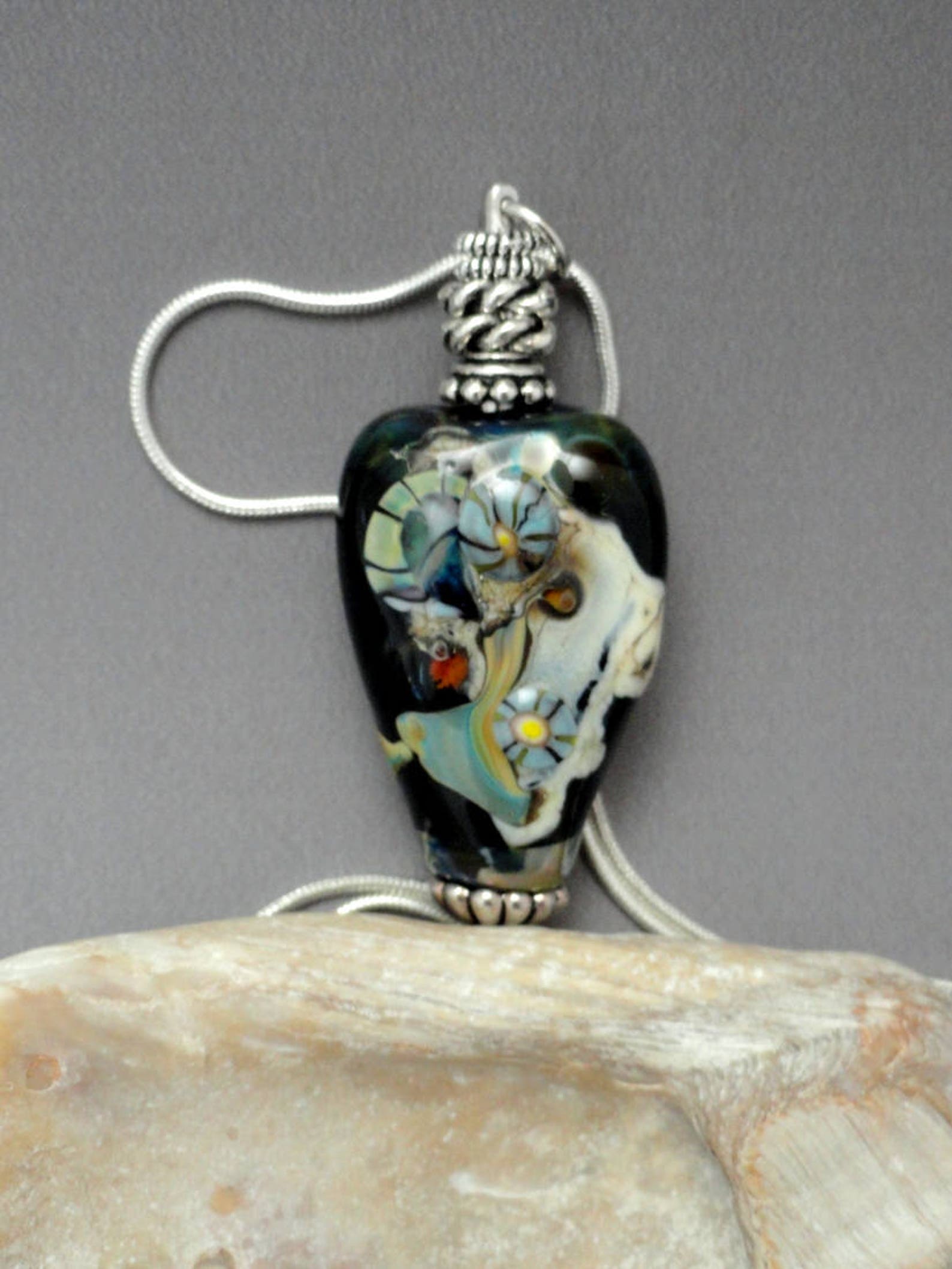 Lampwork Pendant Flamework Black Necklace Glass Bead - Etsy