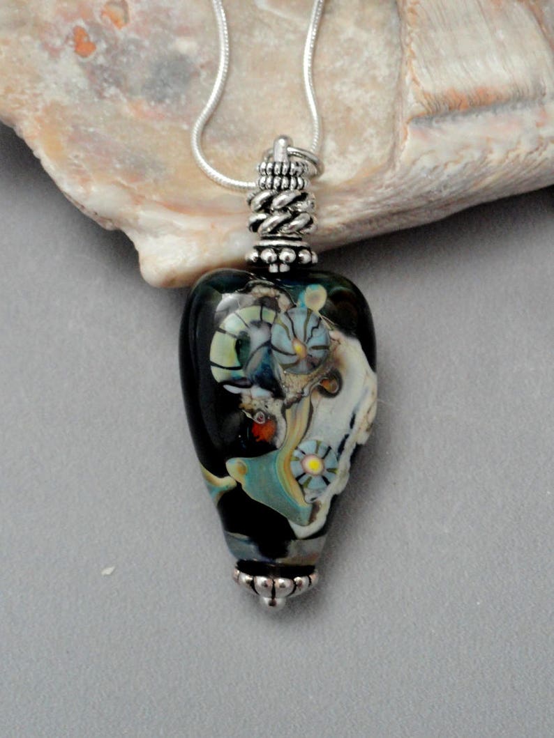 Lampwork Pendant Flamework Black Necklace Glass Bead - Etsy