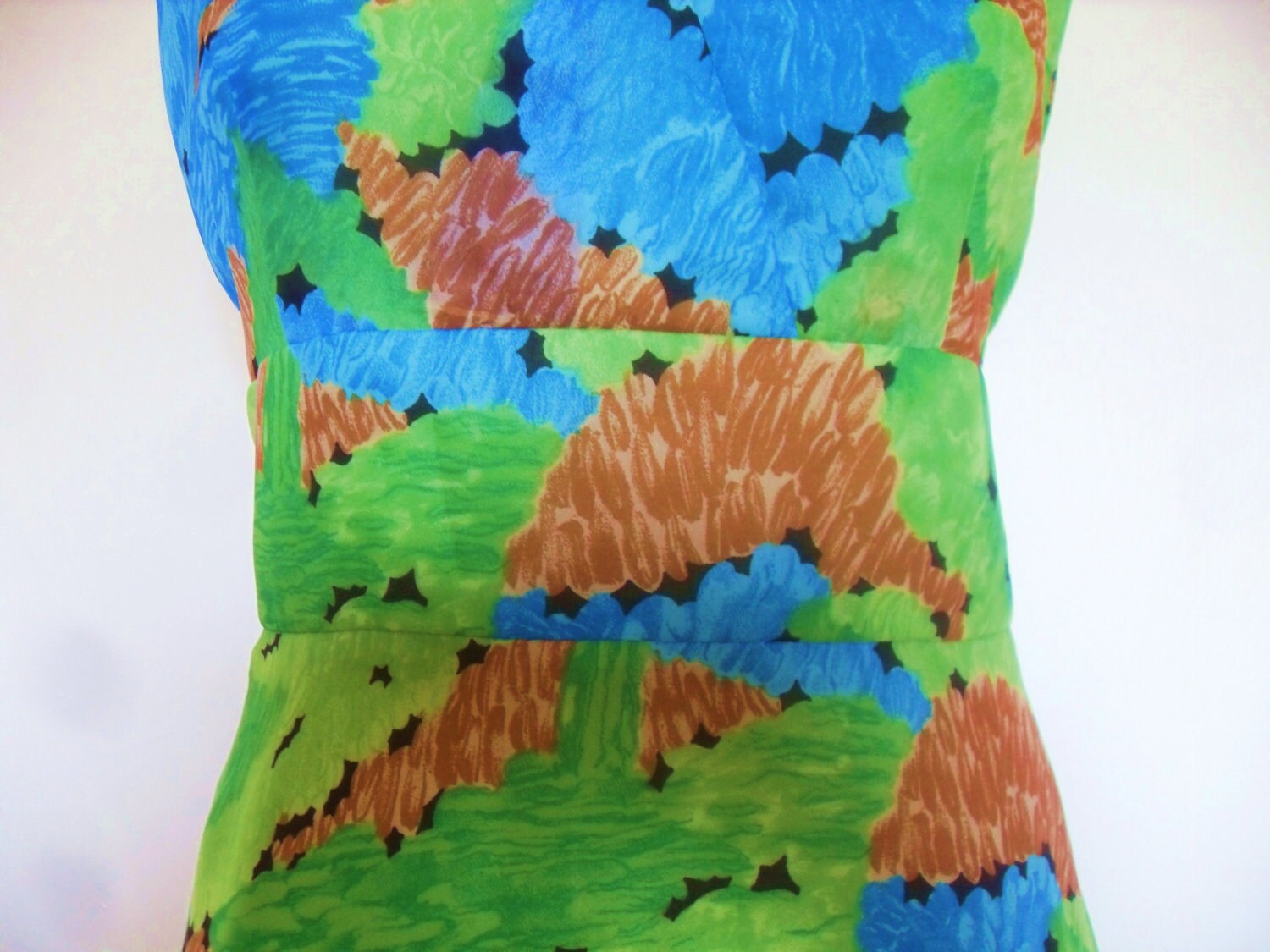 Vintage 1950s Floral Shelf Dress Long Lime Turquoise Occasion Maxi M - Etsy