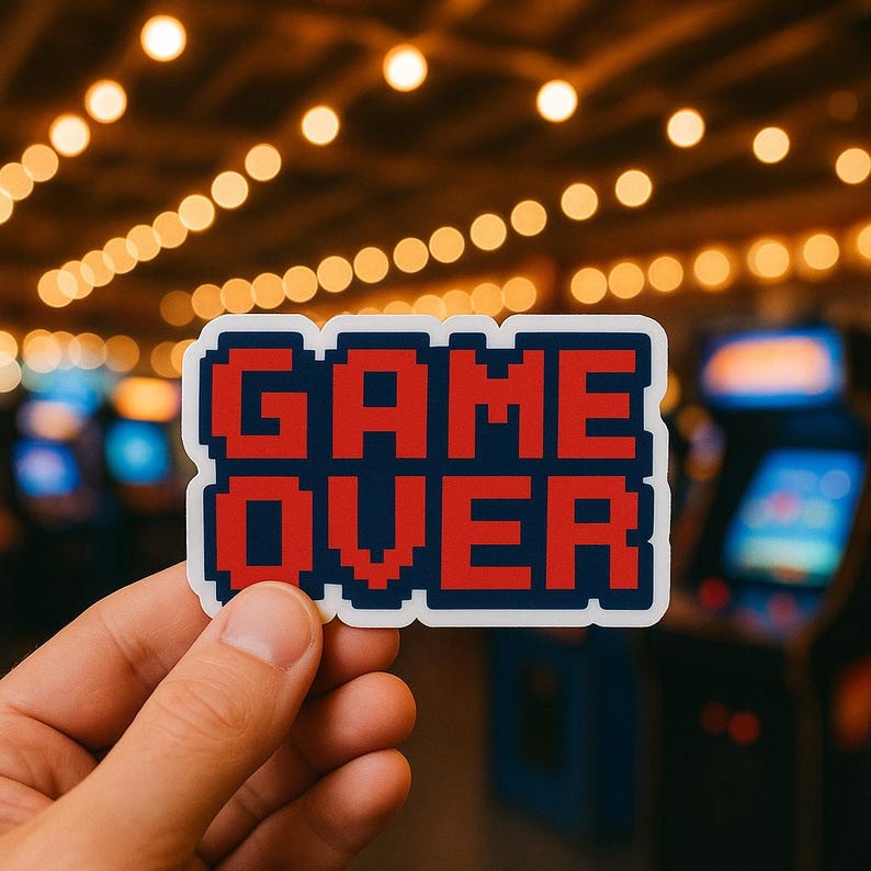 Game Over Kiss-cut Stickers, Retro Gaming Stickers, Laptop Décor, Video ...