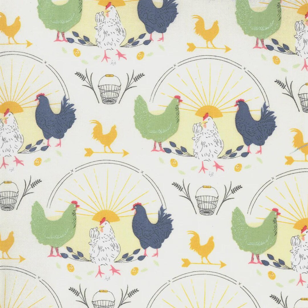 Cream Chicken Fabric | Break of Day by Sweetfire Road | Moda Fabrics - Etsy