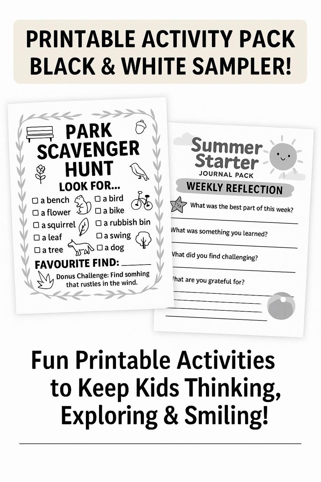 Kids Scavenger Hunt – Printable Activity Pack, Reflection Journal (A4 ...