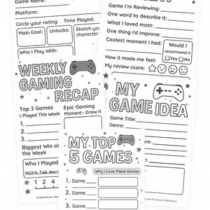 Game on – Black & White Gaming Journal Printables for Kids | A4 + US ...
