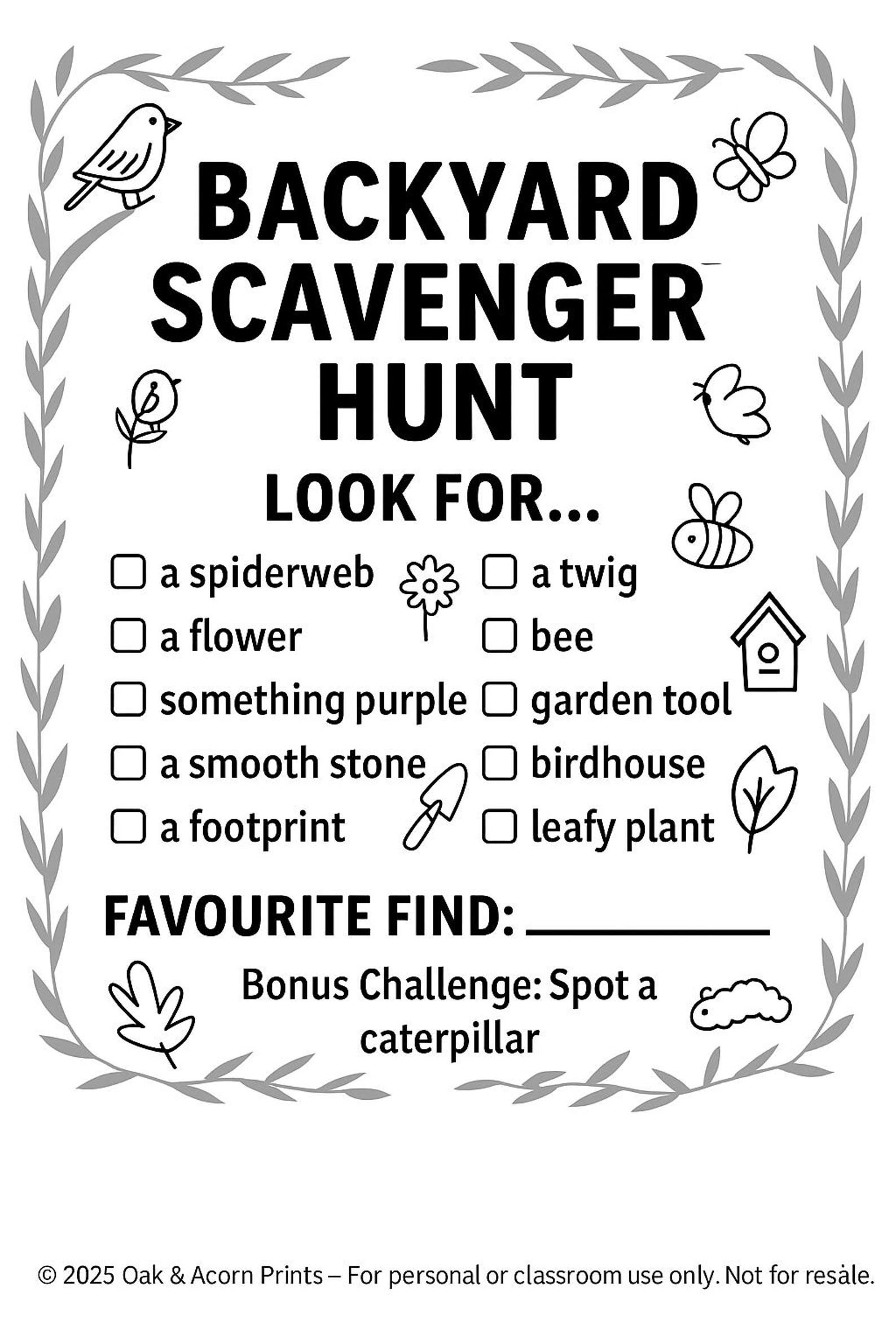 Kids Scavenger Hunt – Printable Activity Pack, Reflection Journal (A4 ...