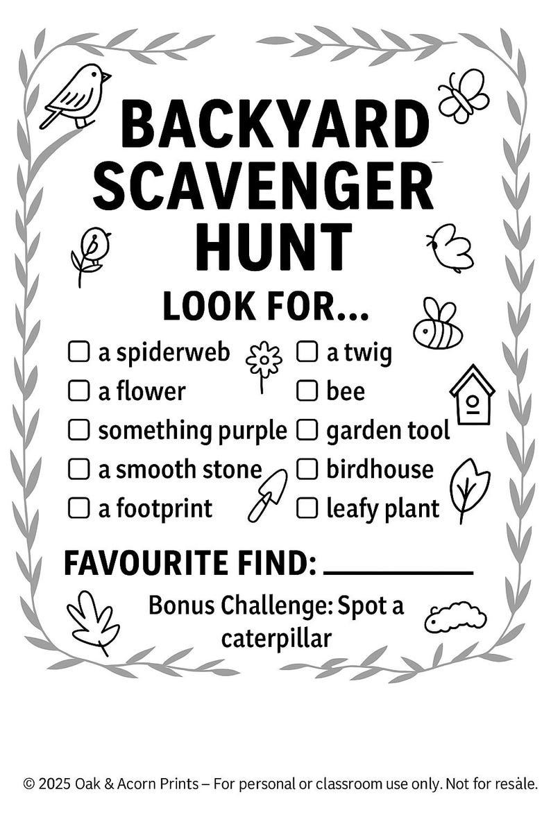 Kids Scavenger Hunt – Printable Activity Pack, Reflection Journal (A4 ...