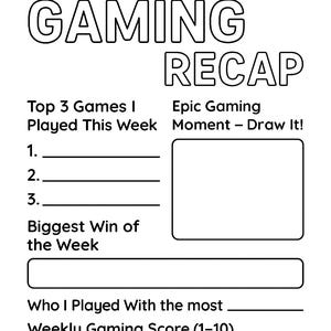 Game on – Black & White Gaming Journal Printables for Kids | A4 + US ...
