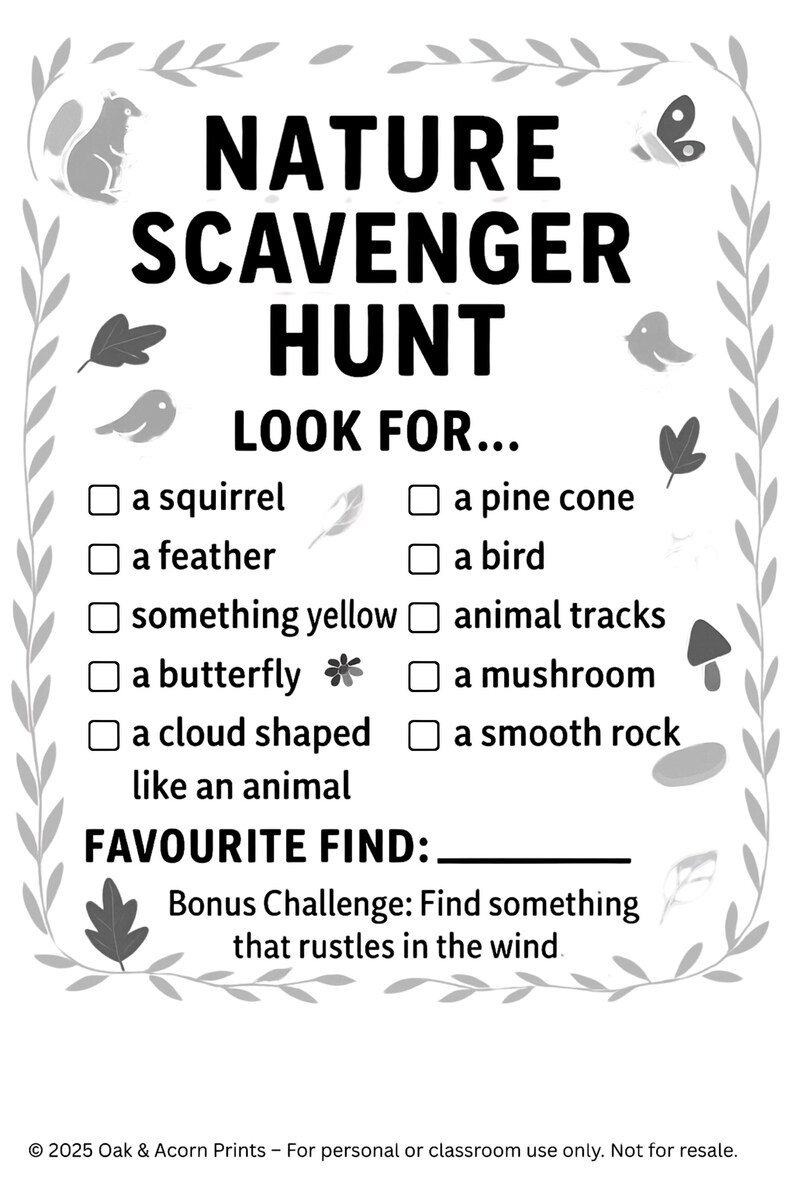 Kids Scavenger Hunt – Printable Activity Pack, Reflection Journal (A4 ...
