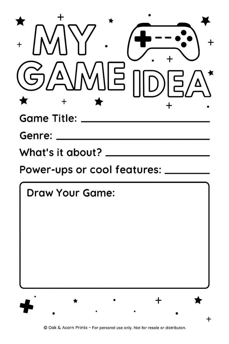 Game on – Black & White Gaming Journal Printables for Kids | A4 + US ...